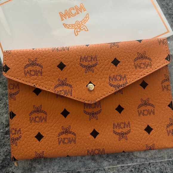MCM | Bags | Mcm Cognac Envelope Clutch New Wbox Gwp Novelty Item ...